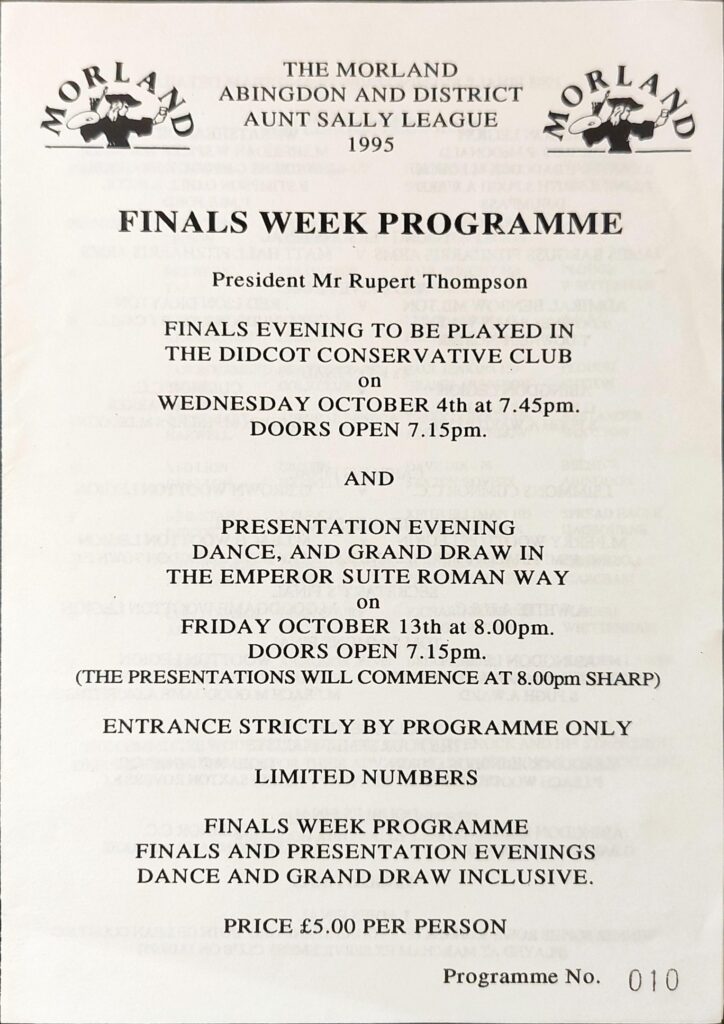 Old Programmes | Abingdon & District Aunt Sally Association