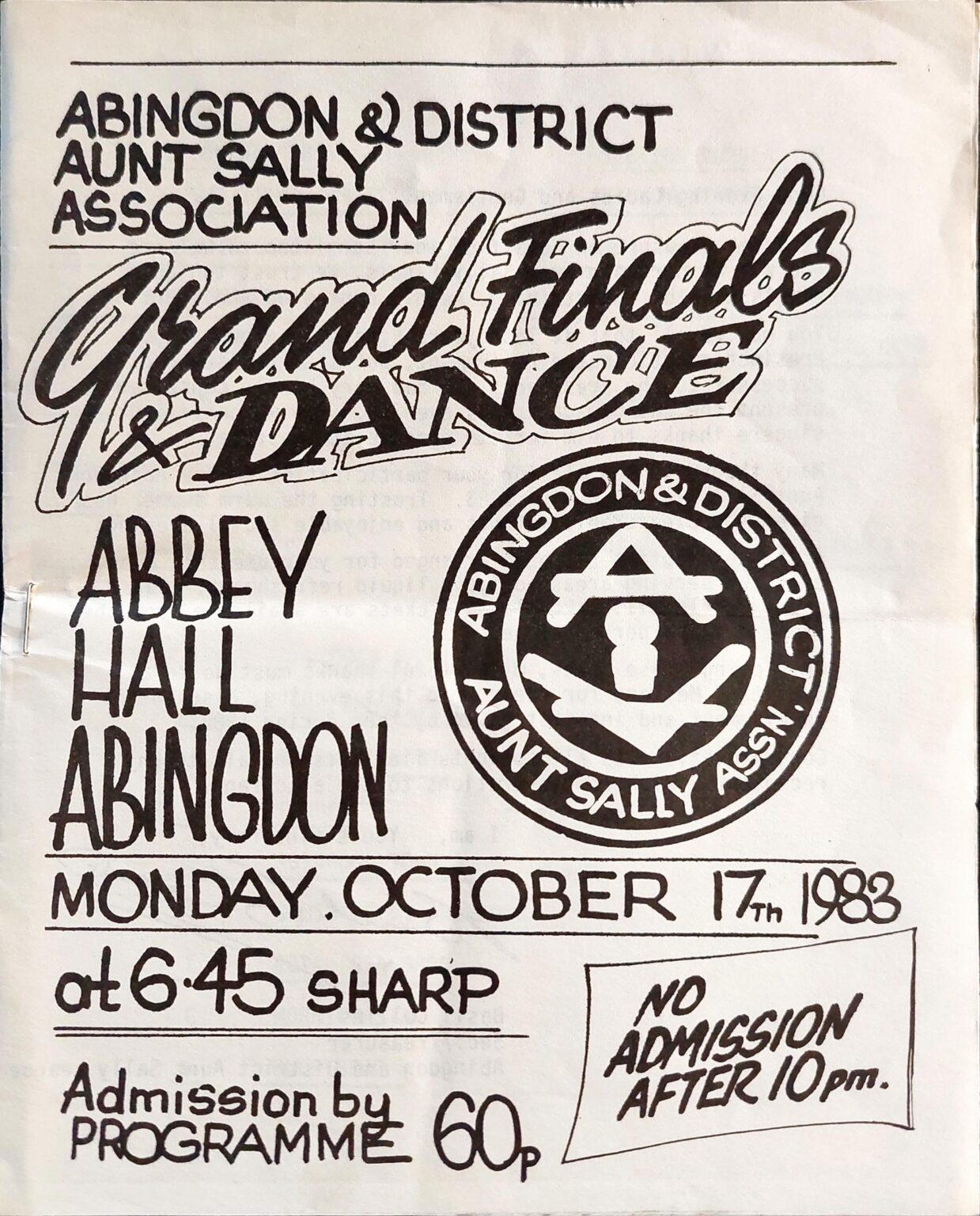 Old Programmes | Abingdon & District Aunt Sally Association